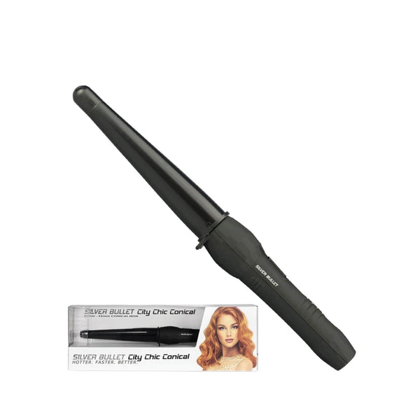 Silver Bullet City Chic Ceramic Conical Iron 19mm-32mm Large Hair Curl ...